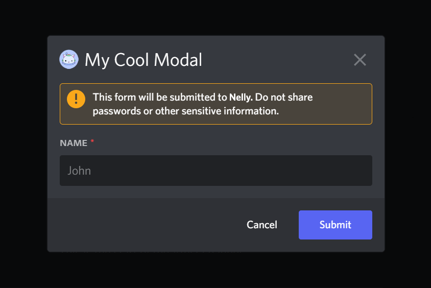 Discord modals Npm